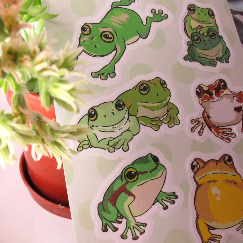 Cute Frog Sticker Sheet | Etsy