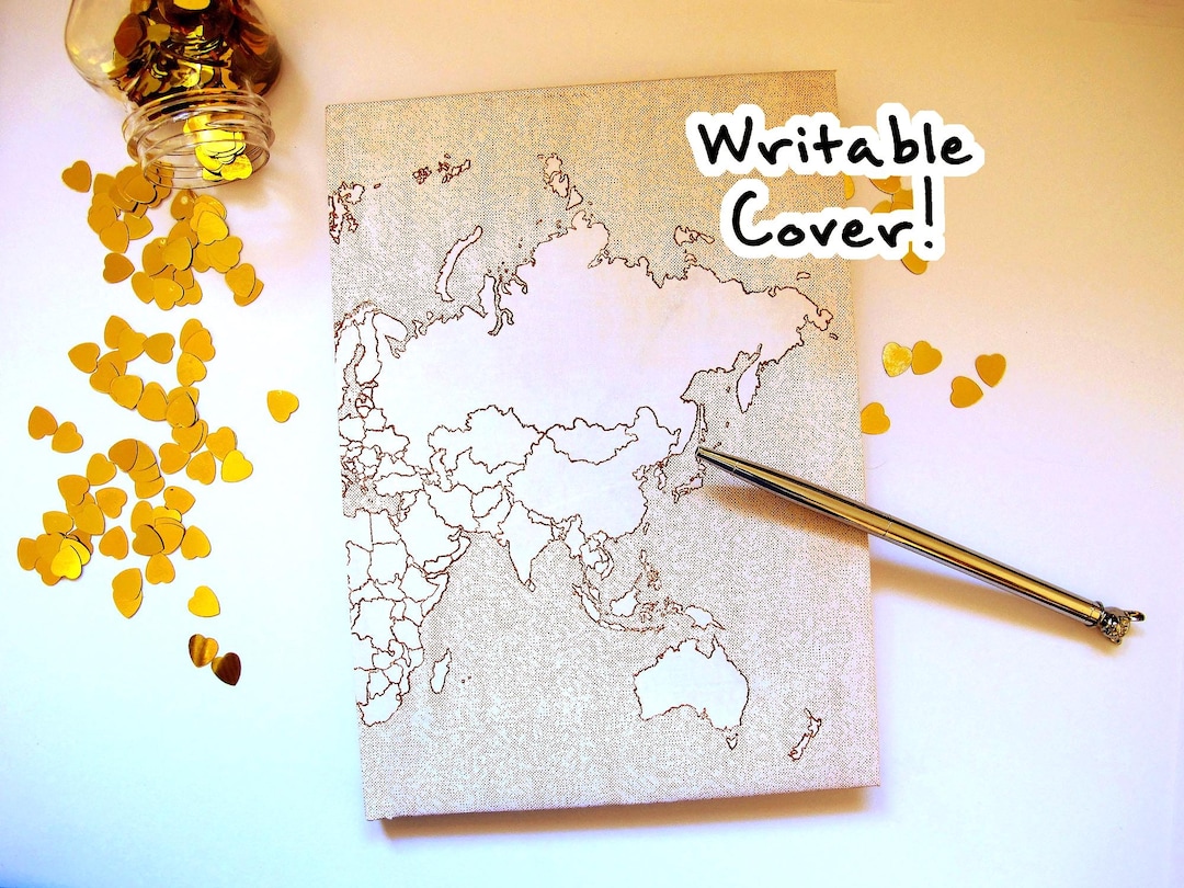 Writable World Map Travel Notebook - Etsy