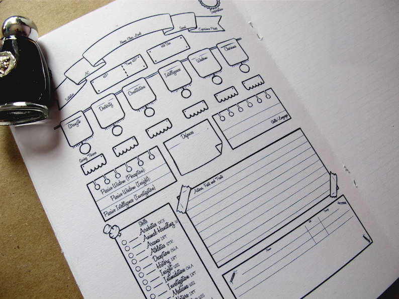 TTRPG 5e Character Sheet Book on Recycled Paper - Etsy