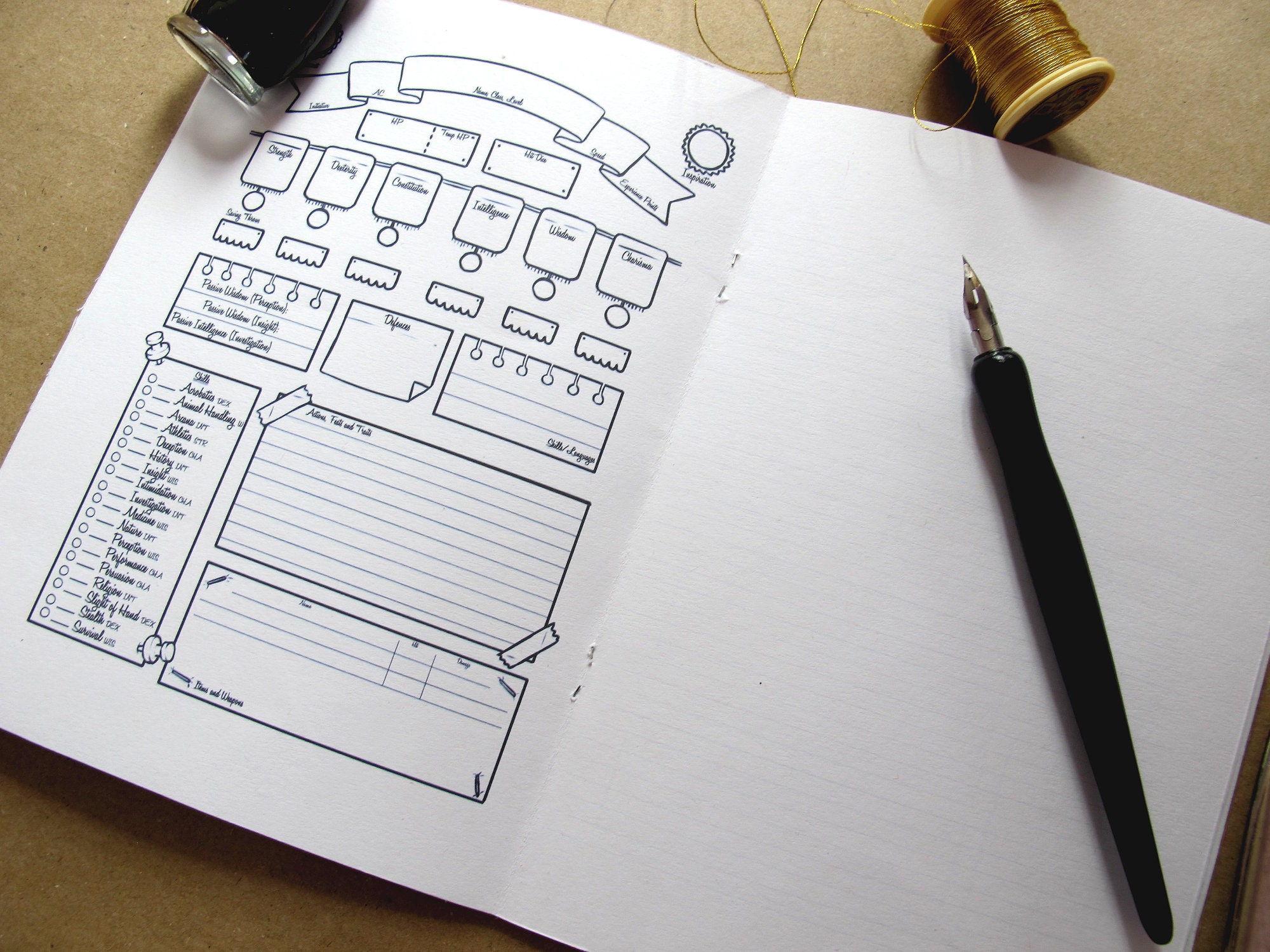 TTRPG 5e Character Sheet Book on Recycled Paper - Etsy