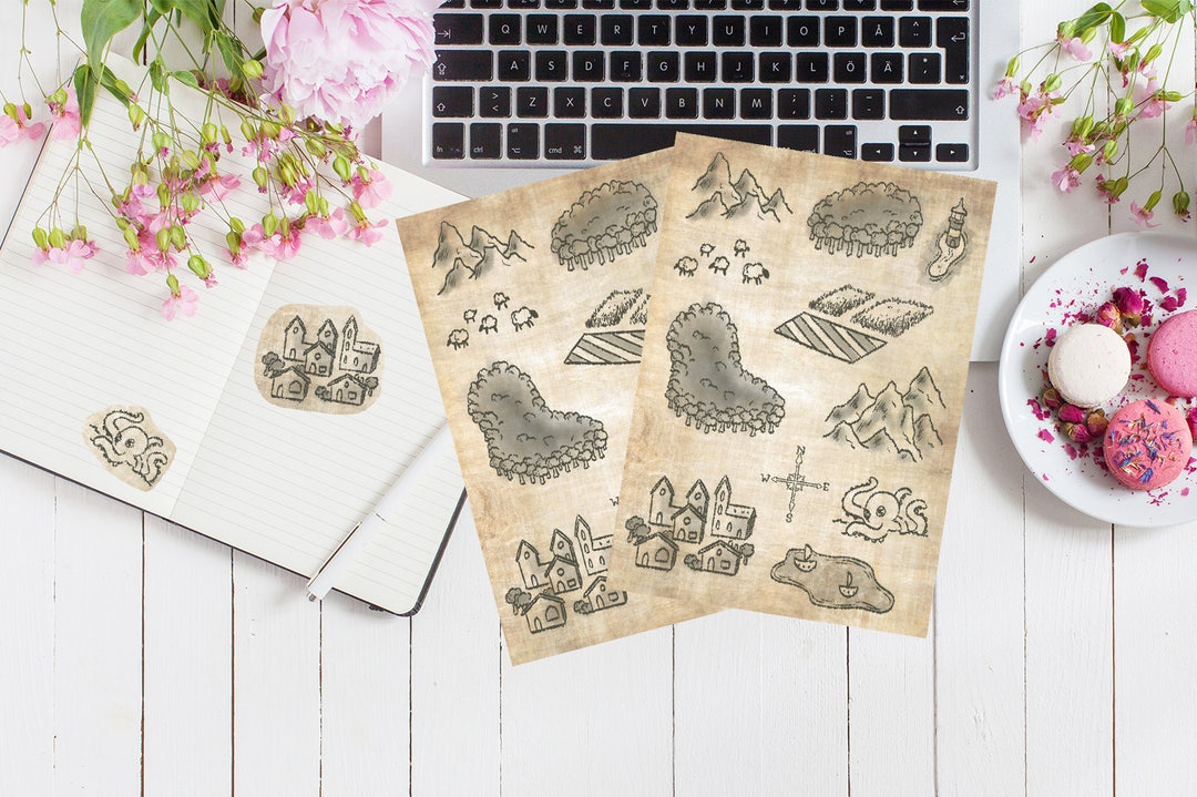 2 Sheets Fantasy Map Stickers - Etsy