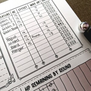 TTRPG Initiative/battle Tracker Sheet - Etsy