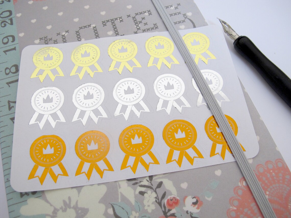 Foiled Medal Stickers in Gold Silver and Bronze - Etsy UK