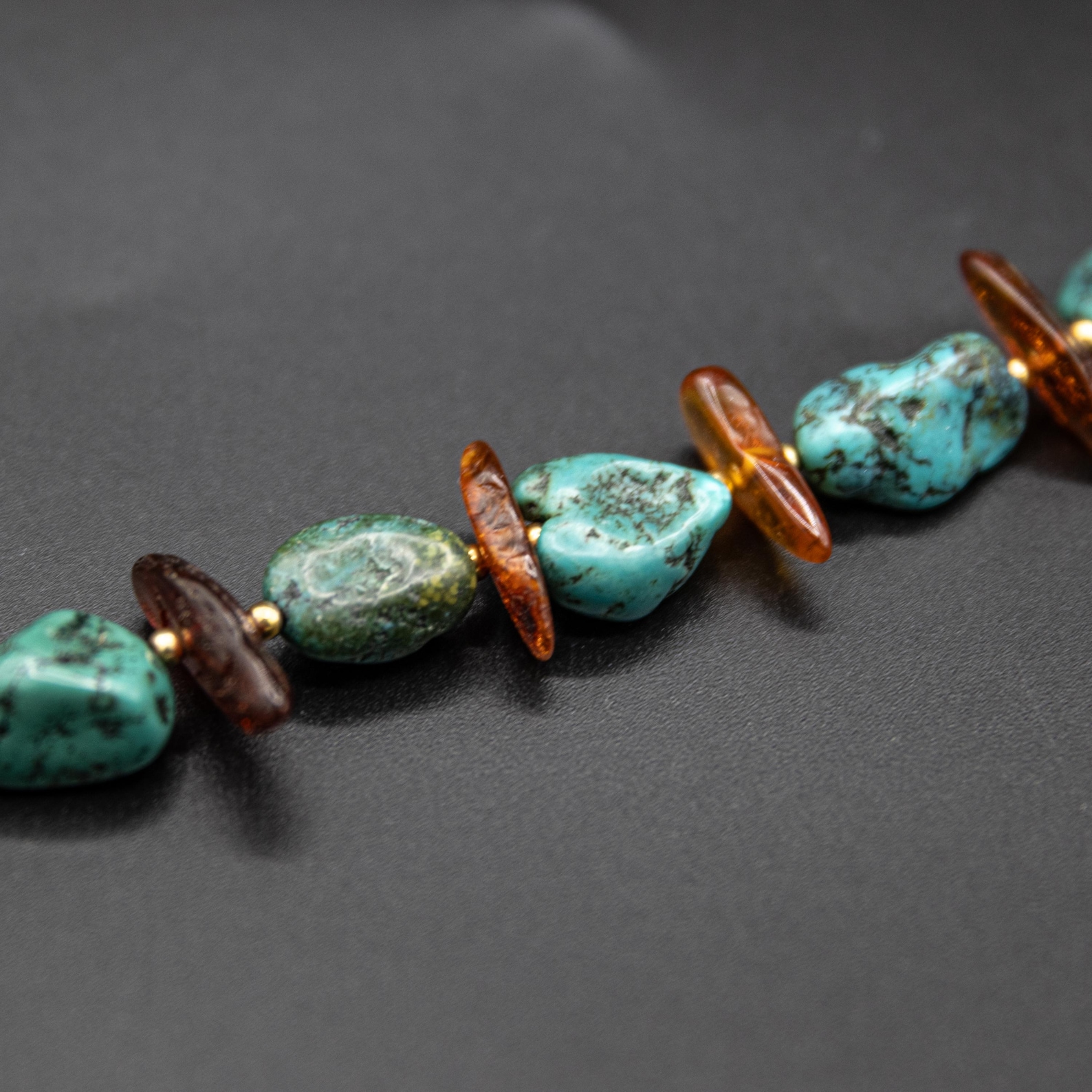 Southwestern Style Turquoise and Amber (copal) Necklace - 28" - Etsy