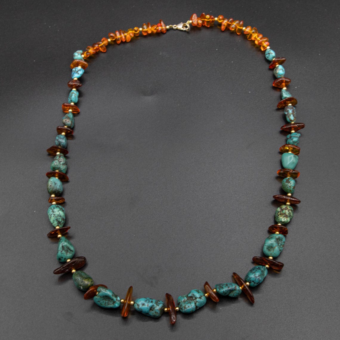 Southwestern Style Turquoise and Amber (copal) Necklace - 28" - Etsy