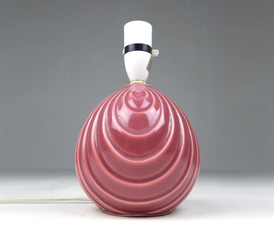 Vintage 80's Dusky Pink Ceramic Table Lamp Base Graduated Teardrop ...