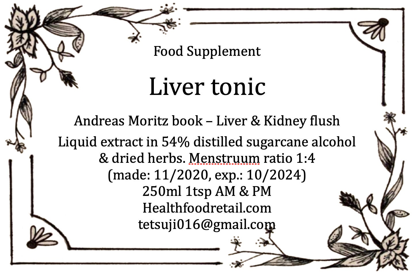 Liver Tonic Andreas Moritz liver & Gallbladder Flush - Etsy