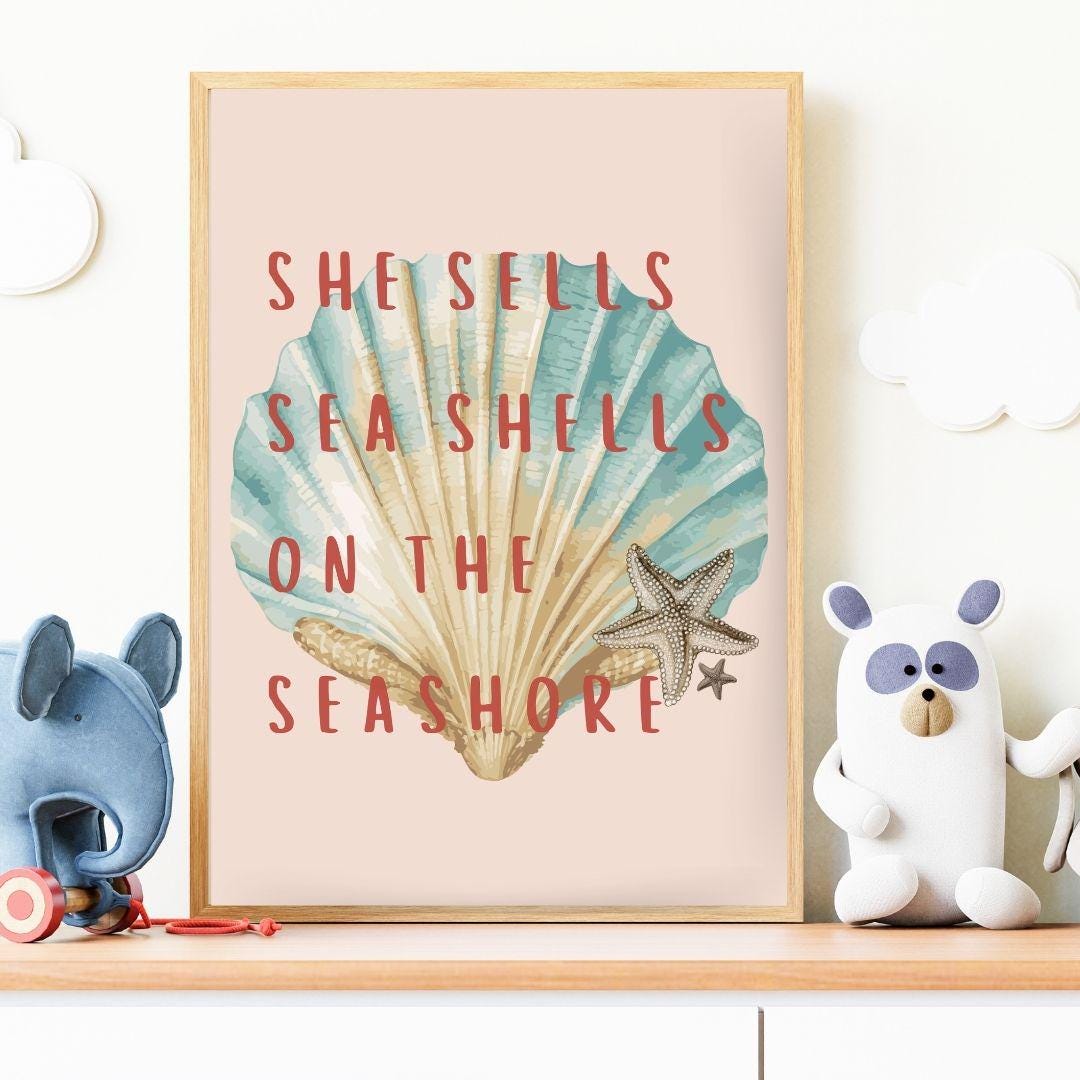 She Sells Sea Shells Coastal Digital Print | Nautical Wall Art ...