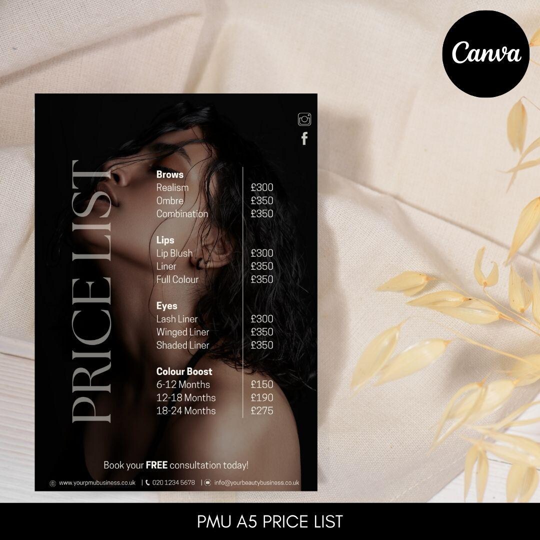 Elegant Dark Theme Pricing Template for Beauty Services | Permanent ...