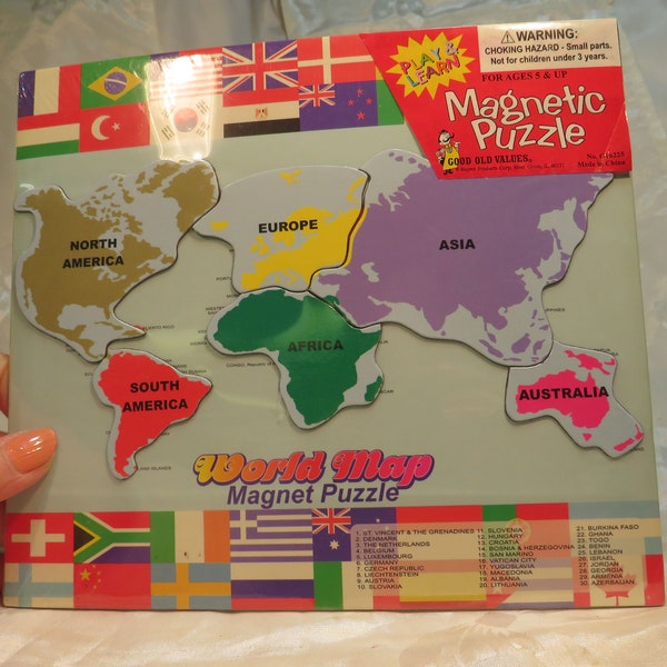 Magnetic World Map Puzzle - Etsy