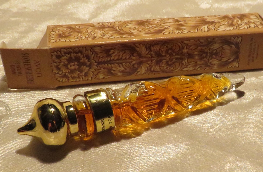 Avon Vintage Somewhere Perfume One Dram Full Mini Heavy-gauge Bottle 3 ...