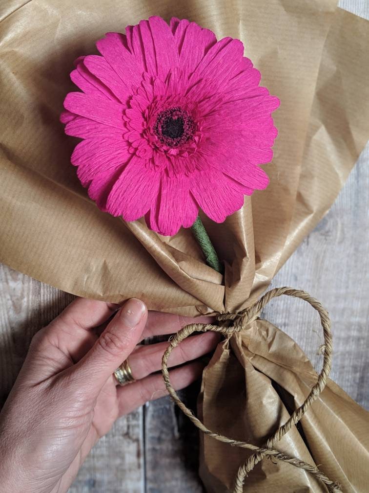 Wrapped Single Stem Paper Gerbera Daisy - Etsy