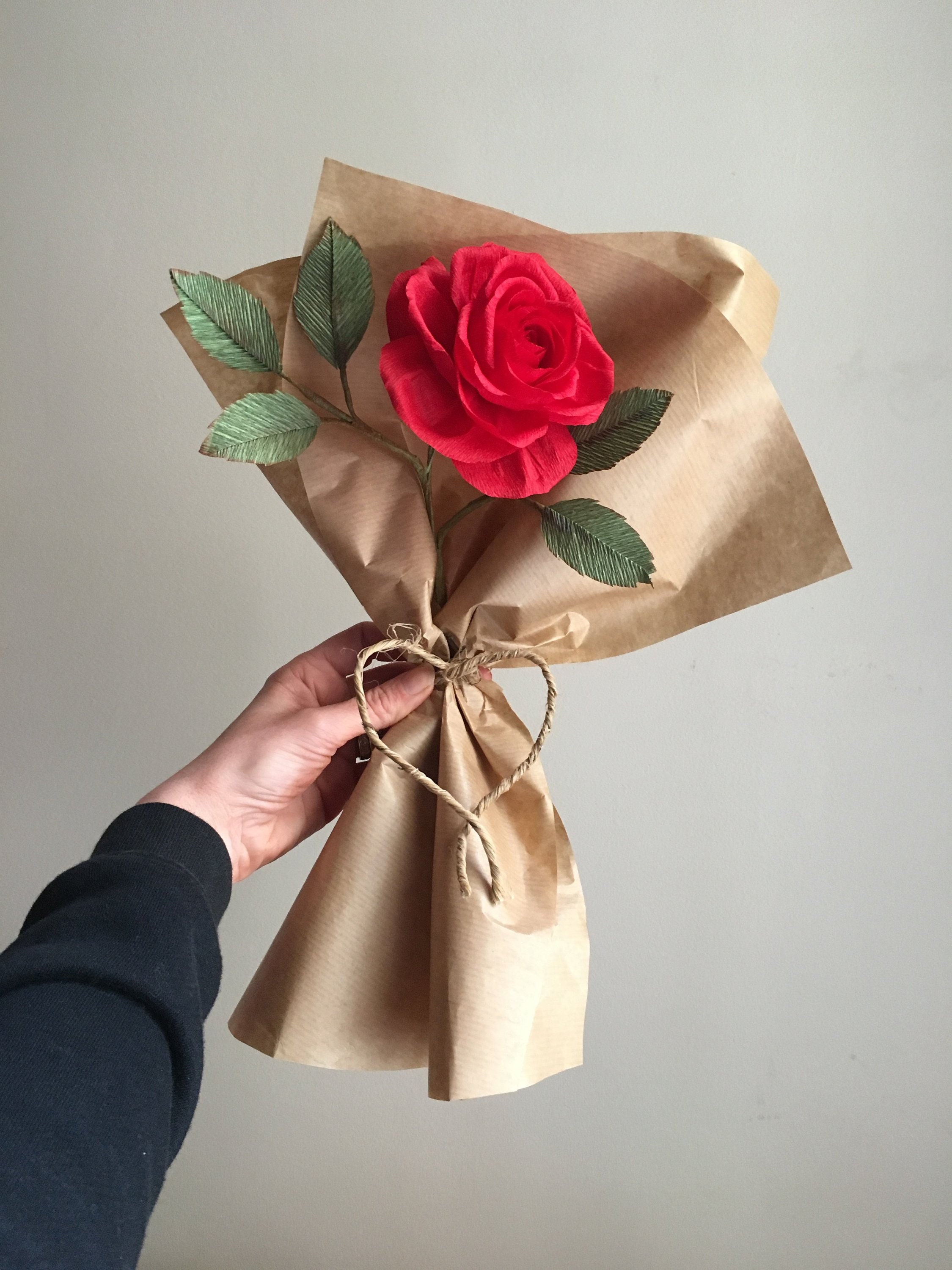 Wrapped Single Stem Paper Flower Rose - Etsy