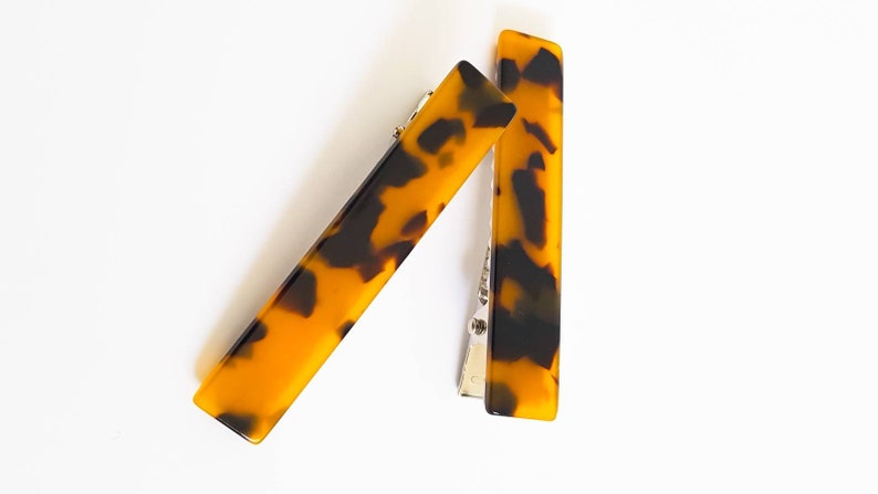Tortoise Shell Rectangle Acrylic Hair Barrette Acrylic Hair | Etsy UK