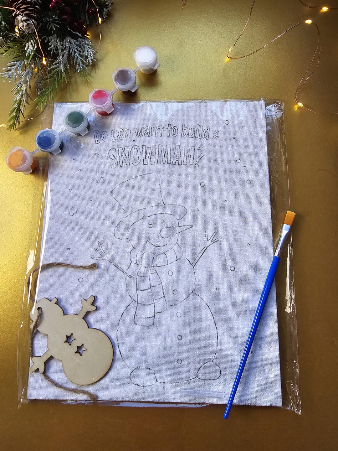 Snowman Canvas Painting Kit: Kids Christmas Activity - Etsy