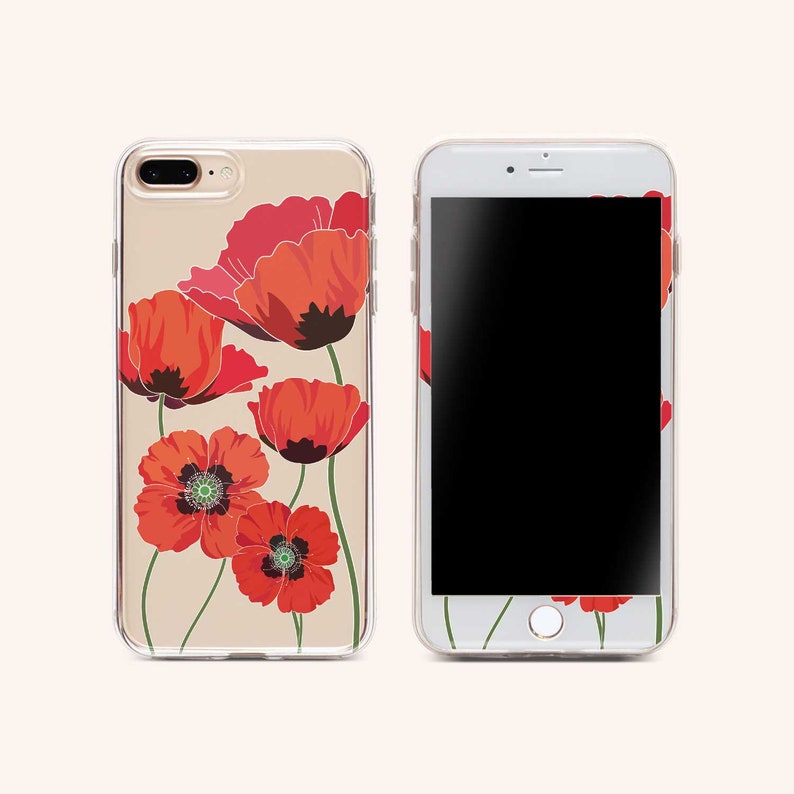 Poppy Flowers Iphone X Case Big Flowers Iphone 8 Case Floral - Etsy UK