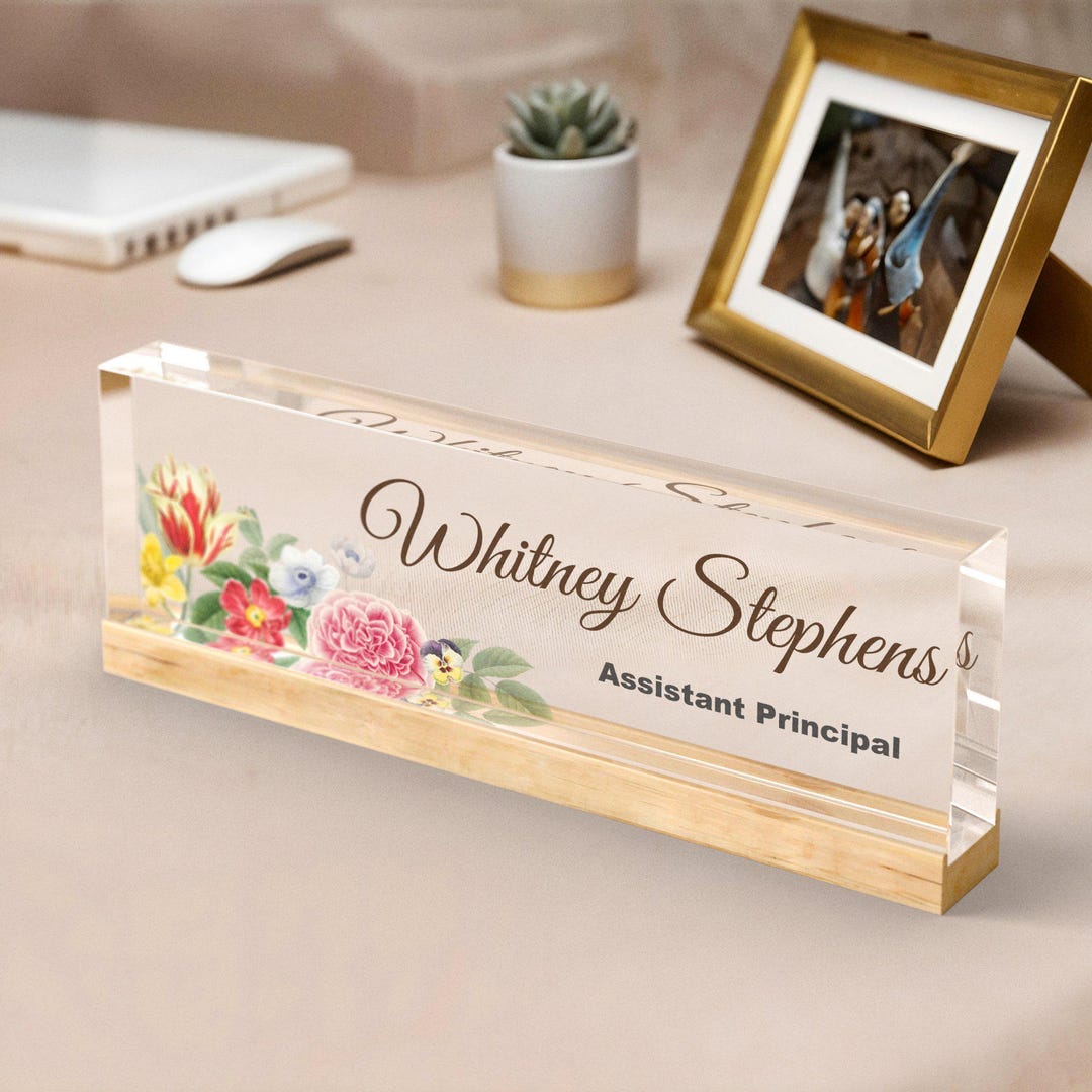 Flower Name Plate, Mixed Floral Design Name Plate, Acrylic Name Plate ...