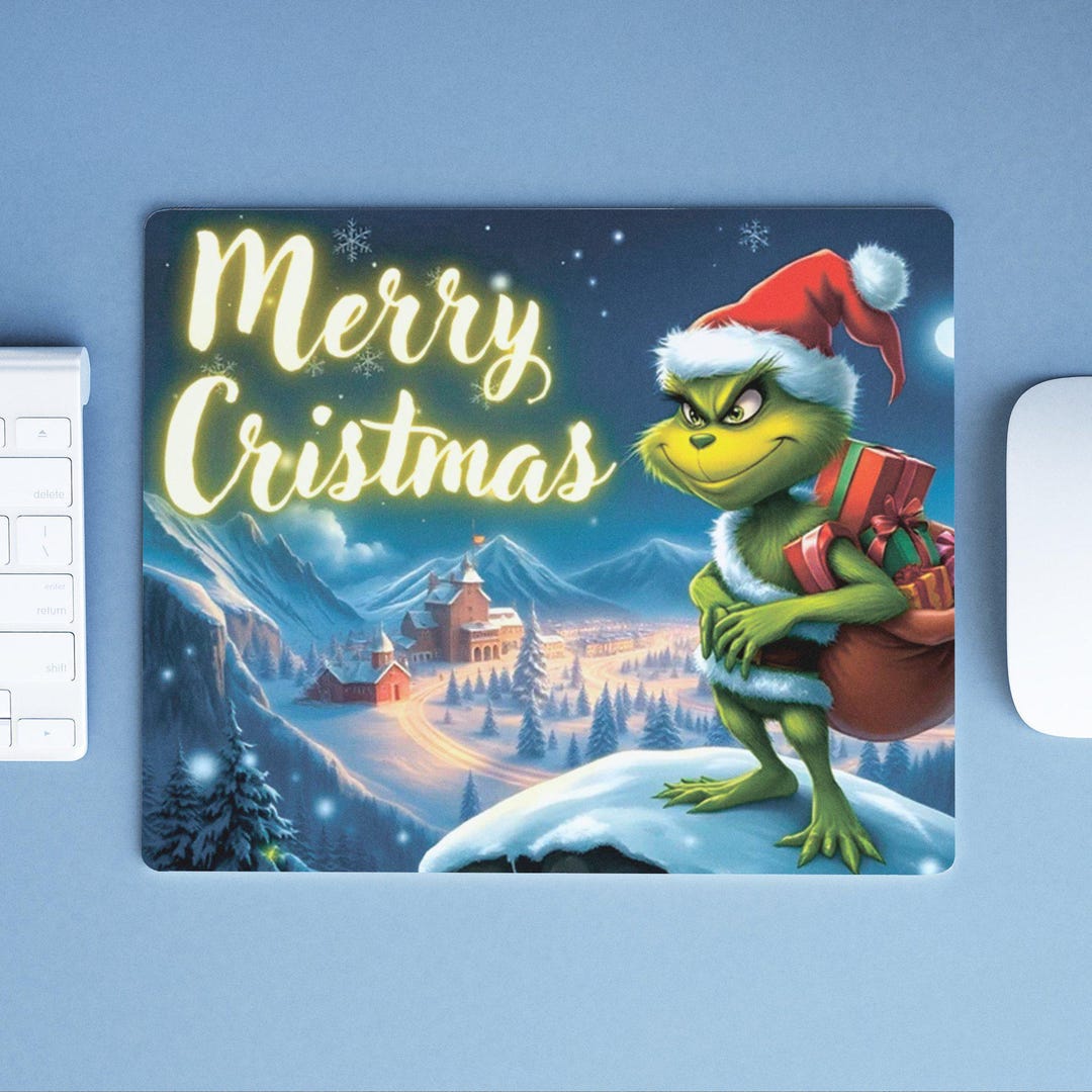 Grinch Christmas Desktop Mouse Pad, Grinch Holiday Mousepad, Office ...