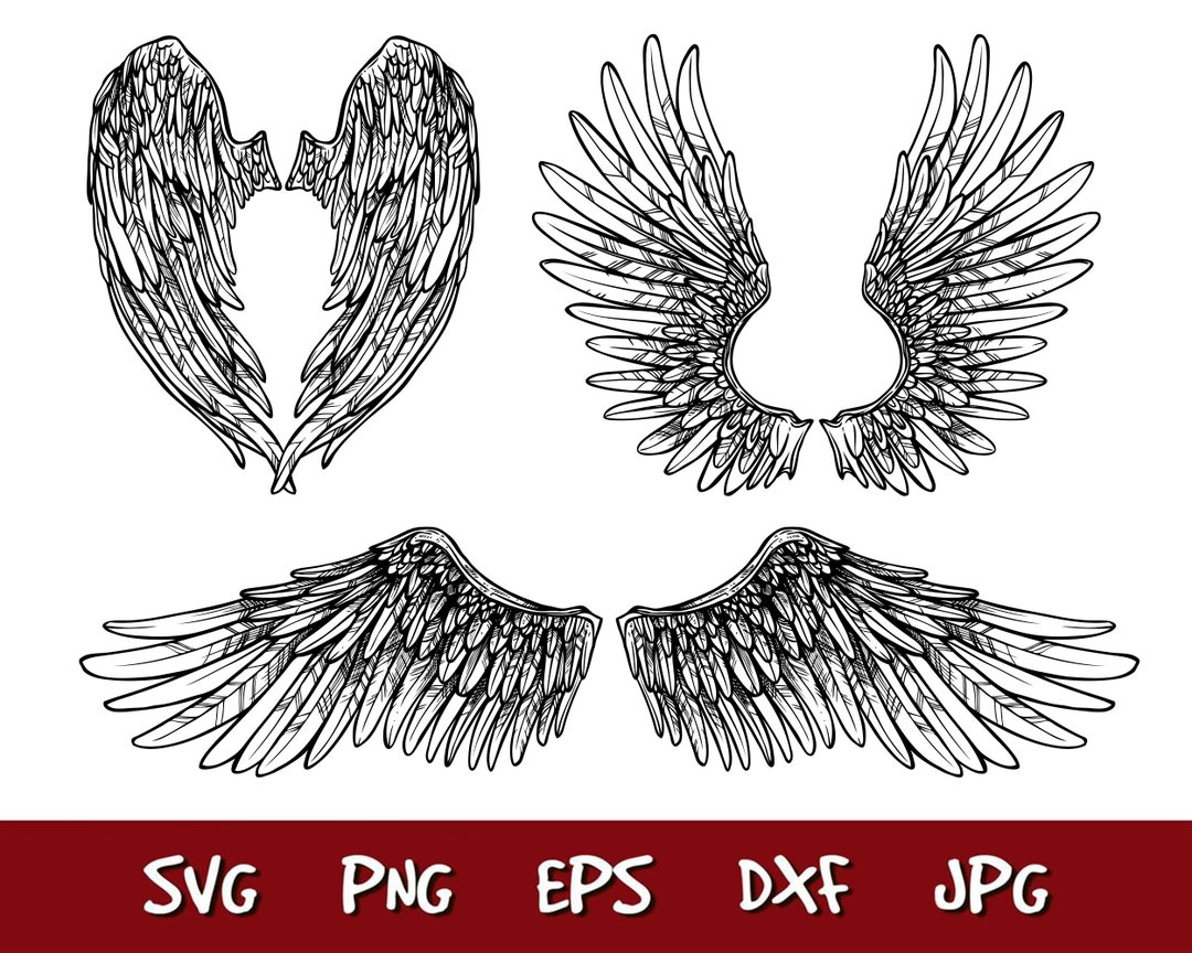 Angle Wings Art Design Images Eps PNG Dxf Download Files Angel Wings ...