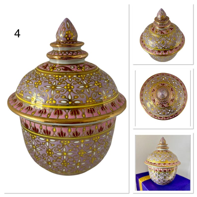 NEW ARRIVAL Thai Benjarong Handmade Porcelain, Ceramic Jar With Lid ...