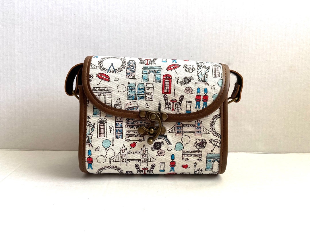 Handmade Famous World Cities Pattern Crossbody Bag, Shoulder Bag ...