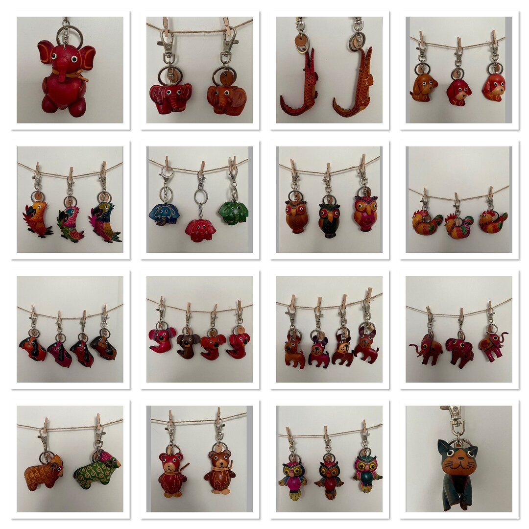 Handmade Leather Animal Shape Design Model 3D Bag Charm Keychain ...