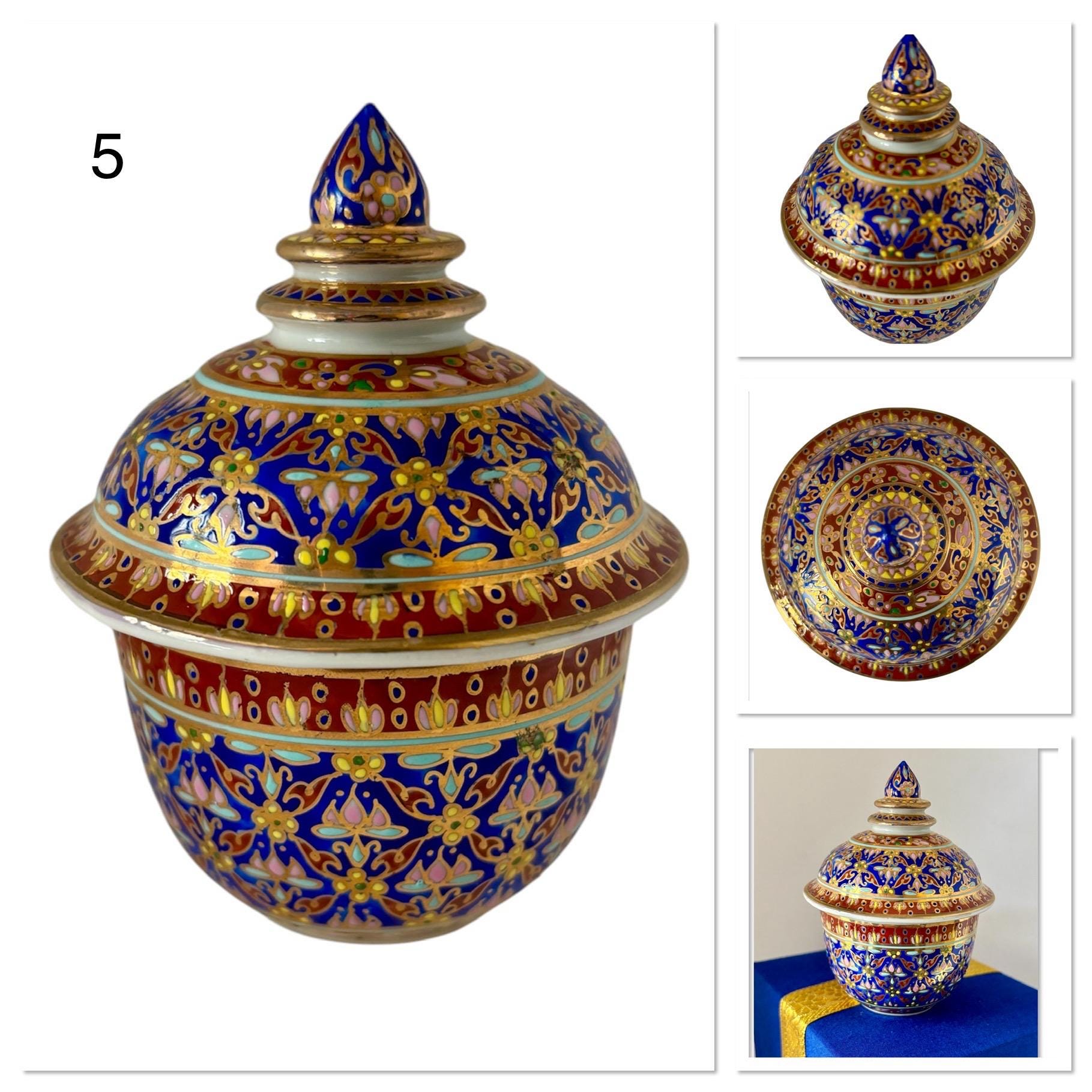 NEW ARRIVAL Thai Benjarong Handmade Porcelain, Ceramic Jar With Lid ...