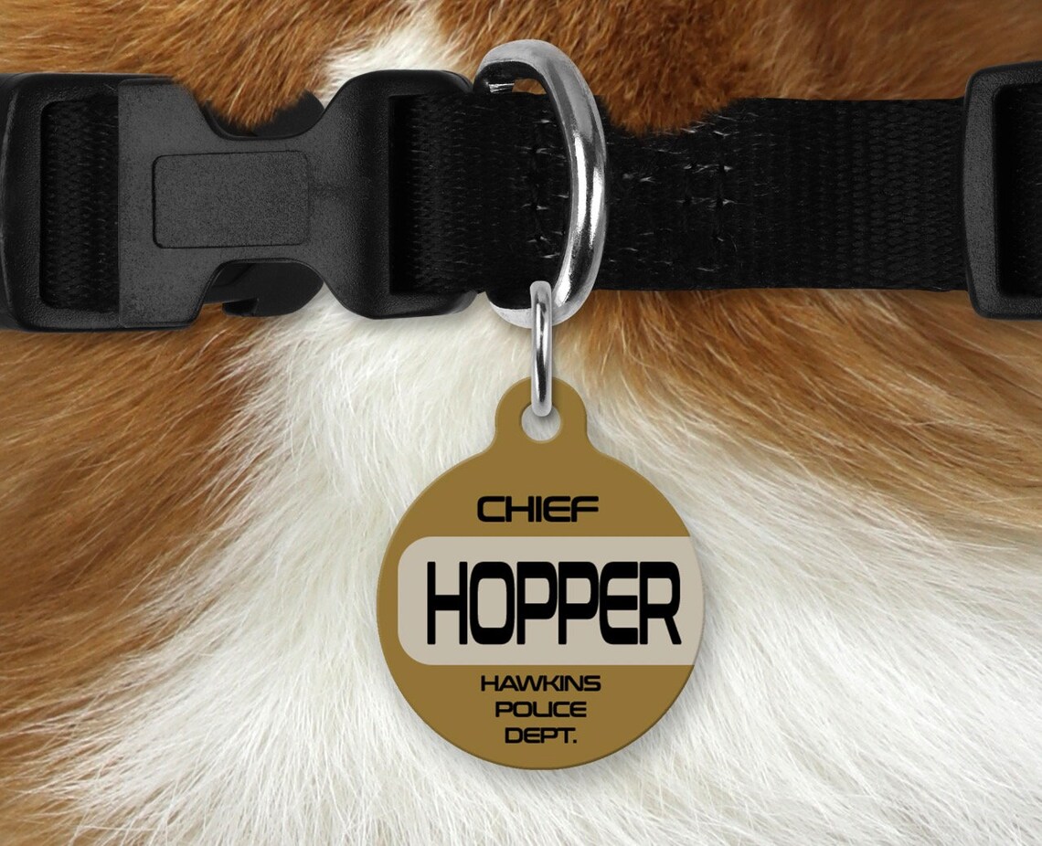 Hopper Pet Tag stranger Things Netflix Show | Etsy