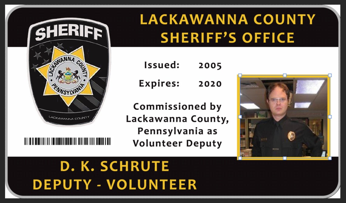 Dwight K Schrute Volunteer Sheriff ID Badge The Office TV | Etsy