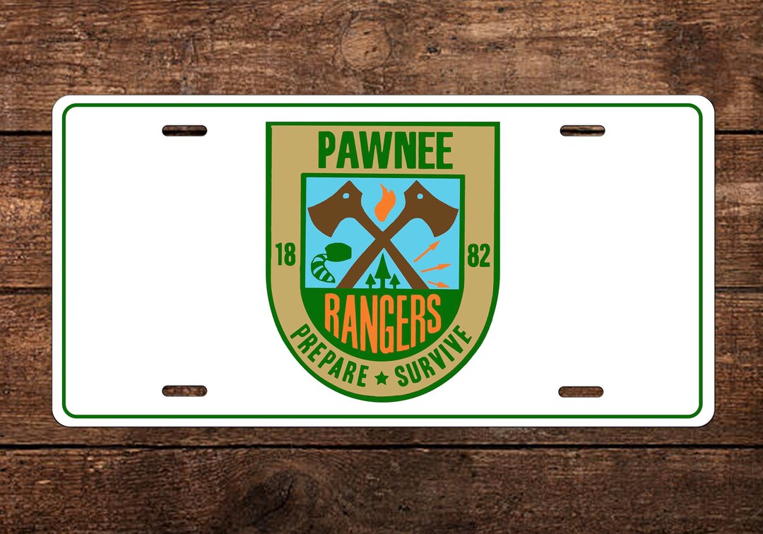 Pawnee Rangers (white) License Plate - (parks & Rec - TV Show-themed ...
