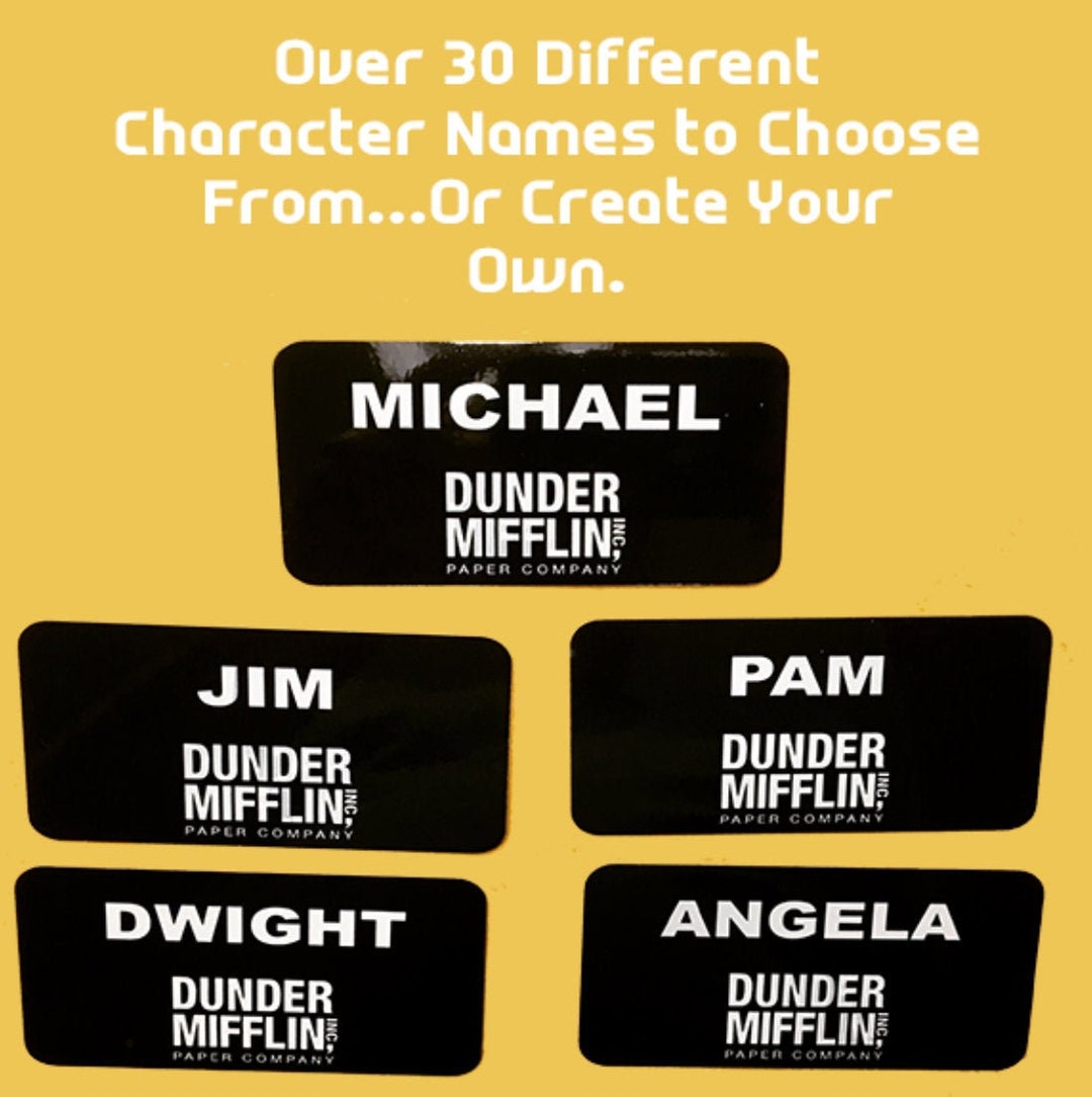 CLOSE OUT > Dunder Mifflin Name Tags (names M-R) (the Office) - Etsy