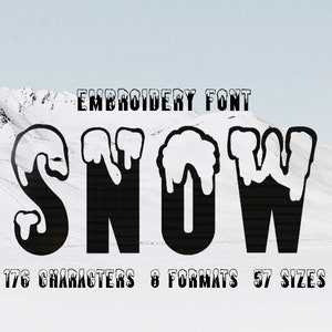 Snow Winter Embroidery Font, Funny Snow Embroidery Font, Fancy Fonts ...