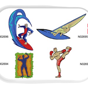 Surfing Machine Embroidery Design Windsurfing Fighting Bodybuilding Set ...