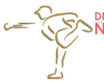 Mini Baseball Pitcher Silhouette Machine Embroidery Design-instant ...