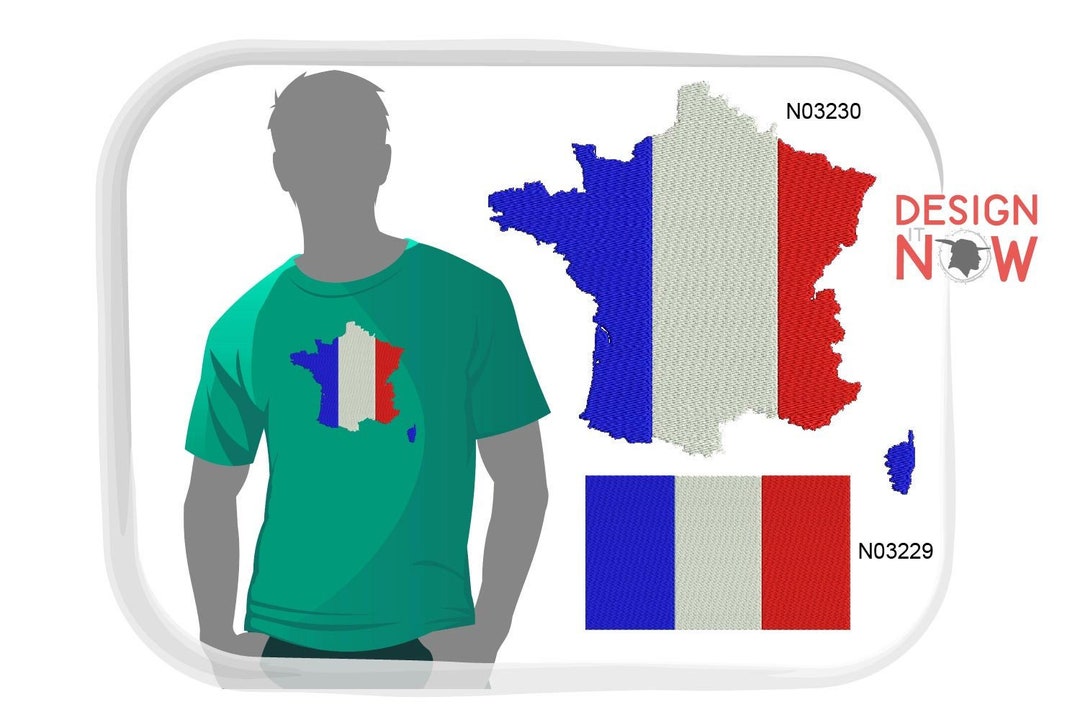 France Flag Embroidery Design, Flag of France, Map Embroidery Pattern ...