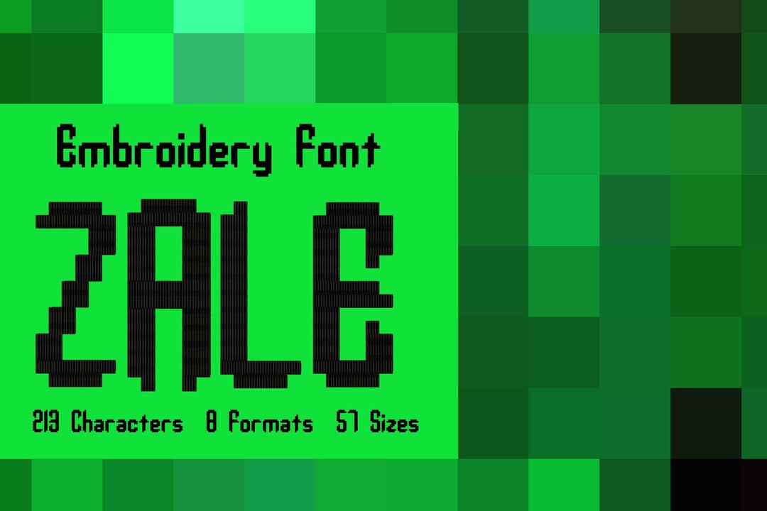 Zale Fancy Pixel Techno Embroidery Font, Gamer Fonts, Modern Embroidery ...