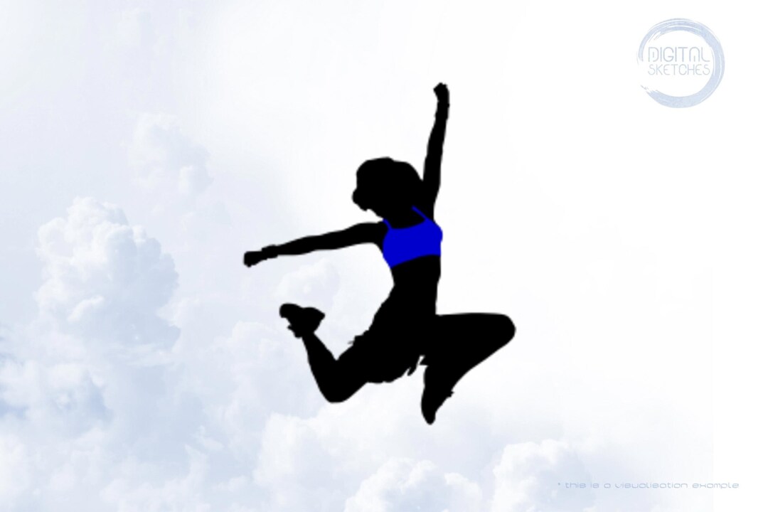 Dancer Woman Silhouette SVG File, Jump Style Vector Graphics, Girls ...