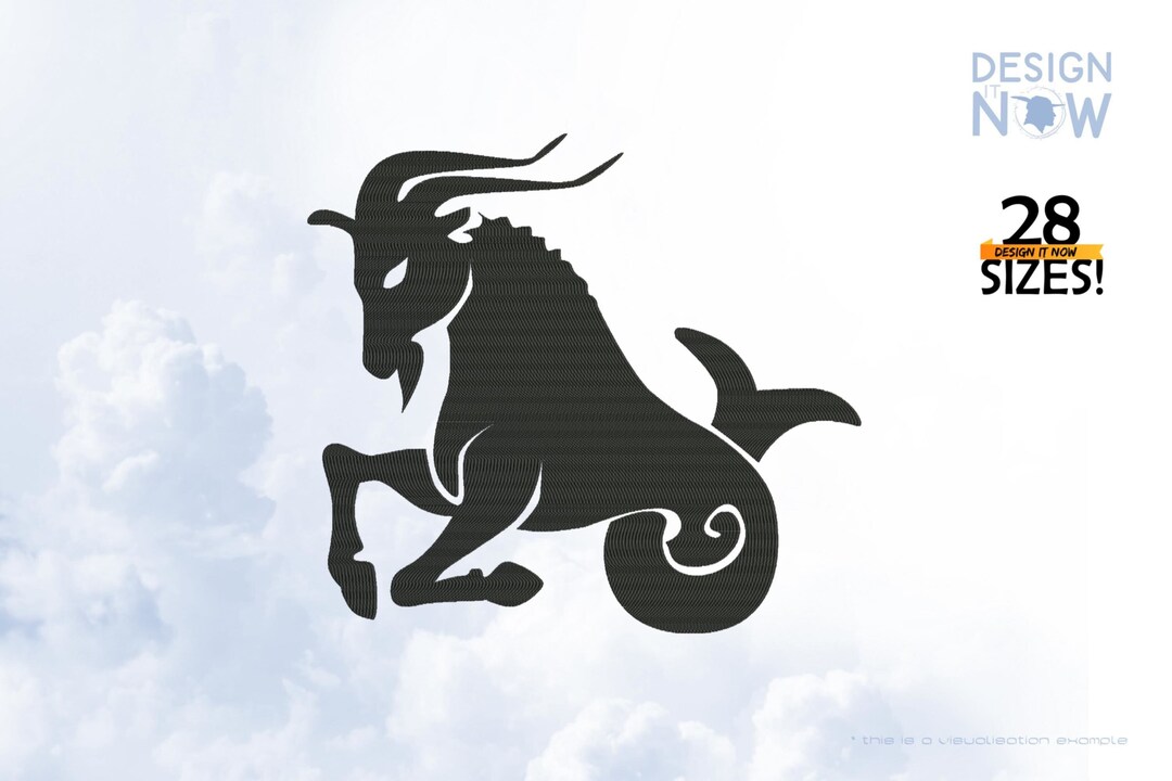 Capricorn Embroidery Design, Zodiac Astrological Sign Embroidery ...