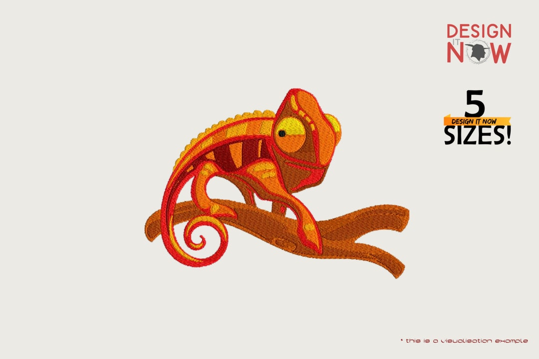 Chameleon Embroidery Design, Iguana Embroidery Pattern, Chameleon ...