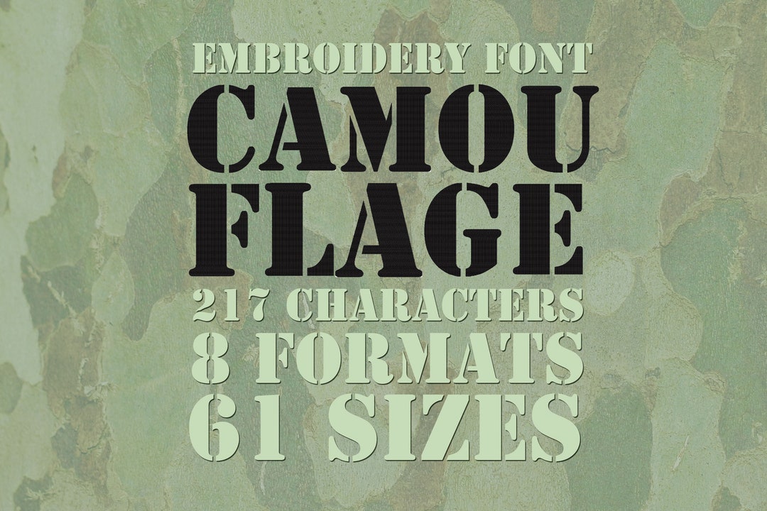 Camouflage Embroidery Font, Stencil Embroidery Font, Typography ...