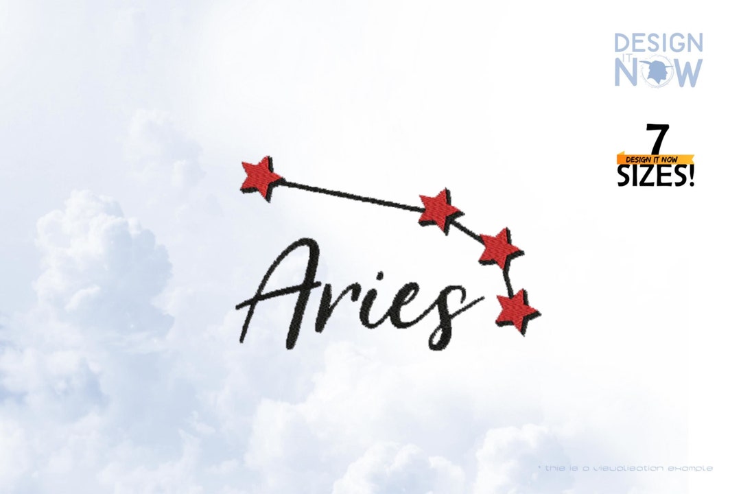 Aries Zodiac Machine Embroidery Design, Astrology Symbolism, Horoscope ...