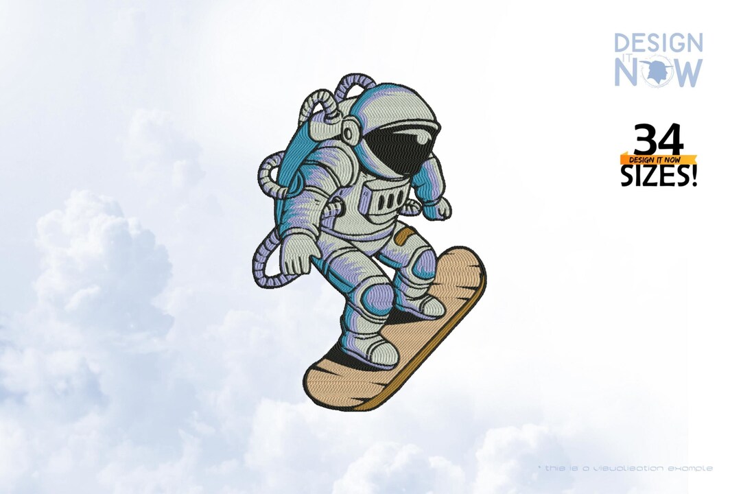 Astronaut Embroidery Design, Cosmonaut Embroidery Art, Spaceman ...