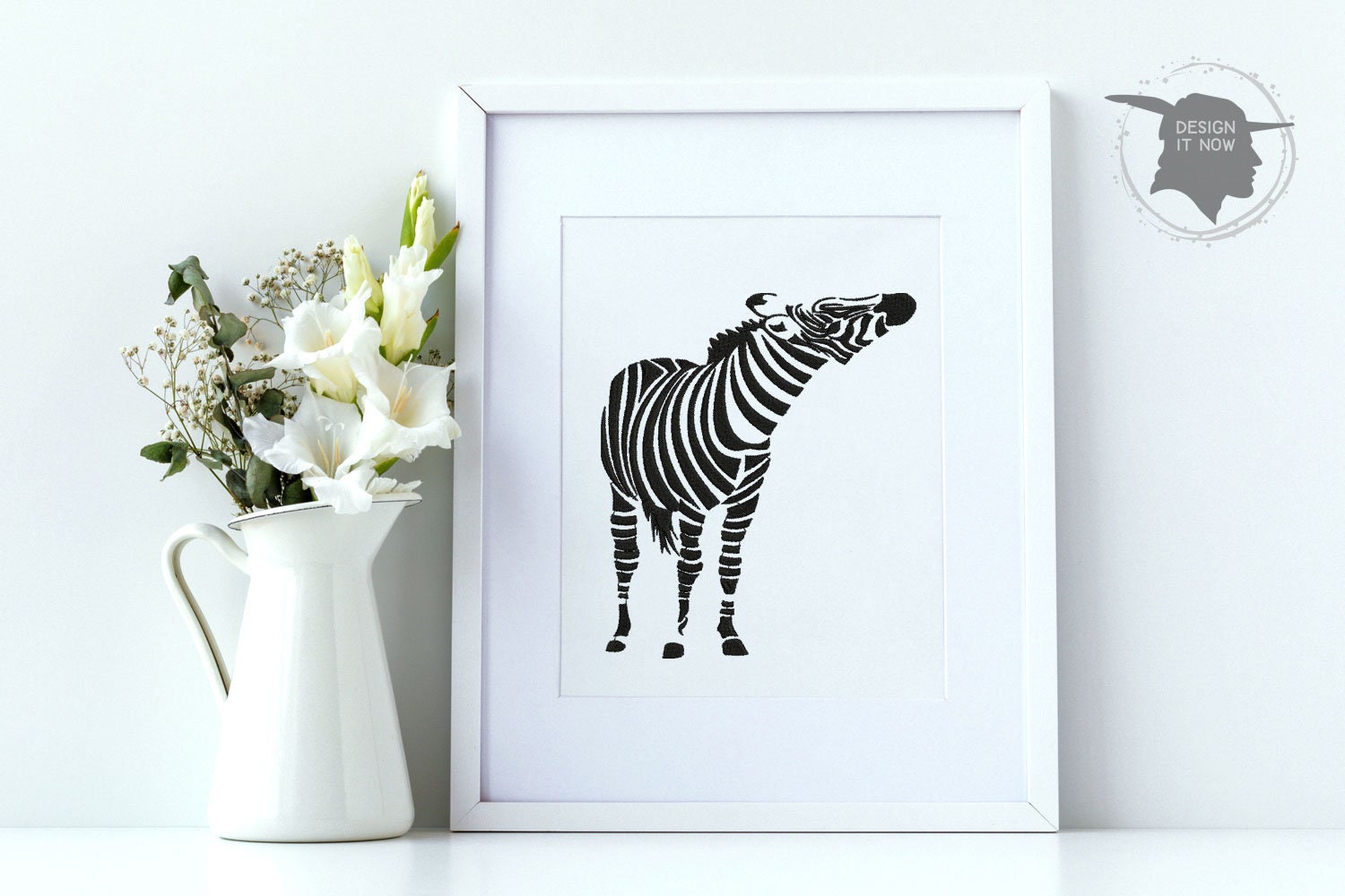 Zebra Embroidery Design Zebra Embroidery Pattern Zebra Wall | Etsy