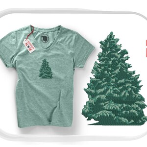 Fir Tree Embroidery Design, Tree Embroidery Pattern, Botanical Art ...