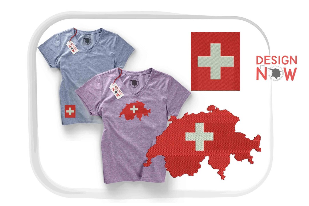 Swiss Flag Embroidery Design, Flag of Switzerland, Map Embroidery ...