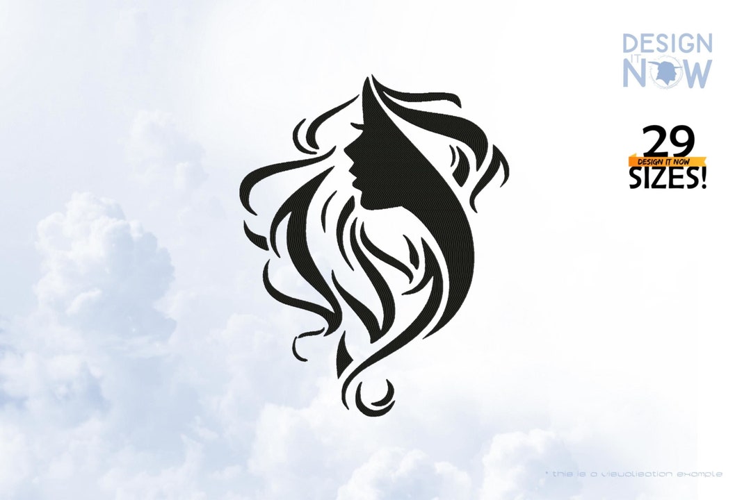 Girl Head Machine Embroidery Design, Female Person Lineart Embroidery ...