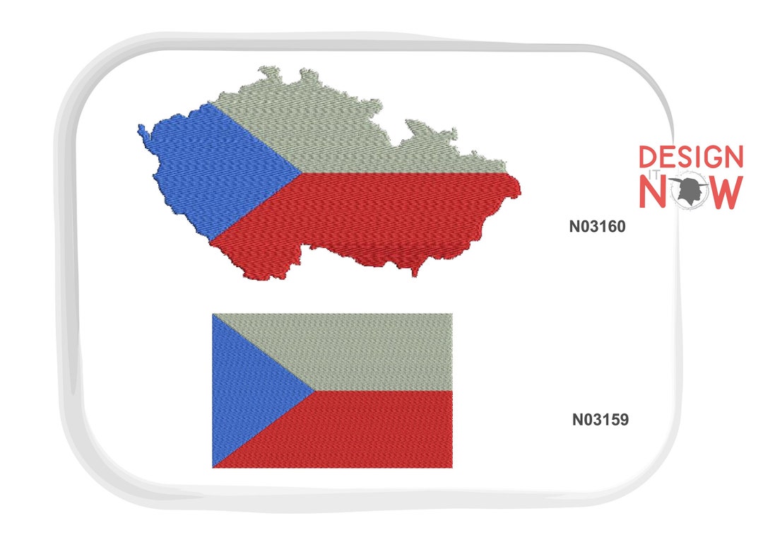 Czech Flag Machine Embroidery Design Flag Czech Republic Banner Map CZE ...