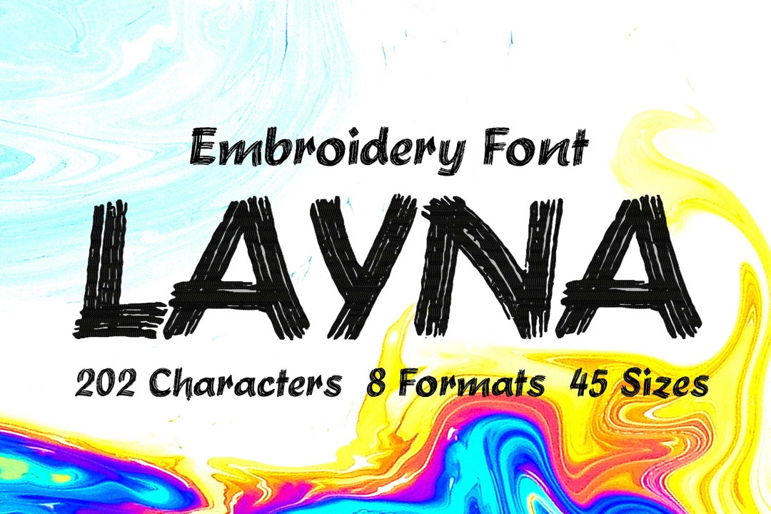Layna Paint Brush Embroidery Font, Brush Fonts, Paint Brush Embroidery ...