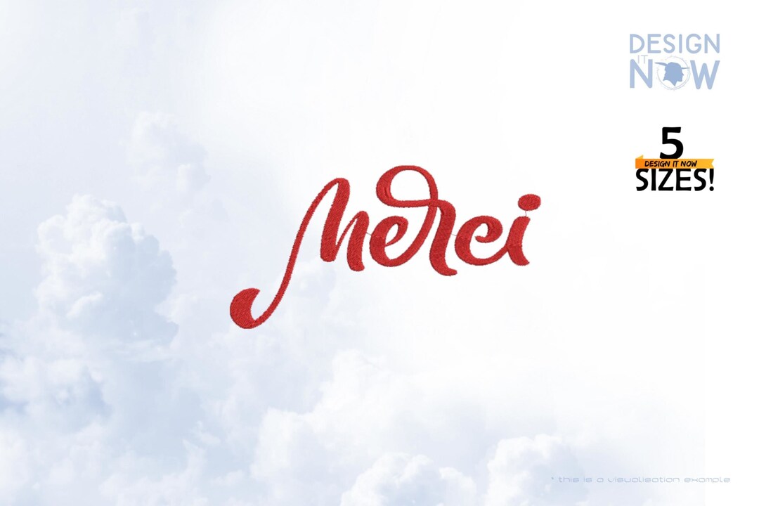 Merci Embroidery Embroidery Design Thank You Embroidery - Etsy