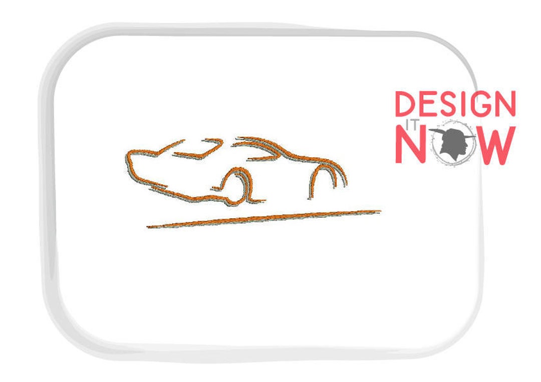 Sports Car Line Art Auto Racing Machine Embroidery Design - Etsy